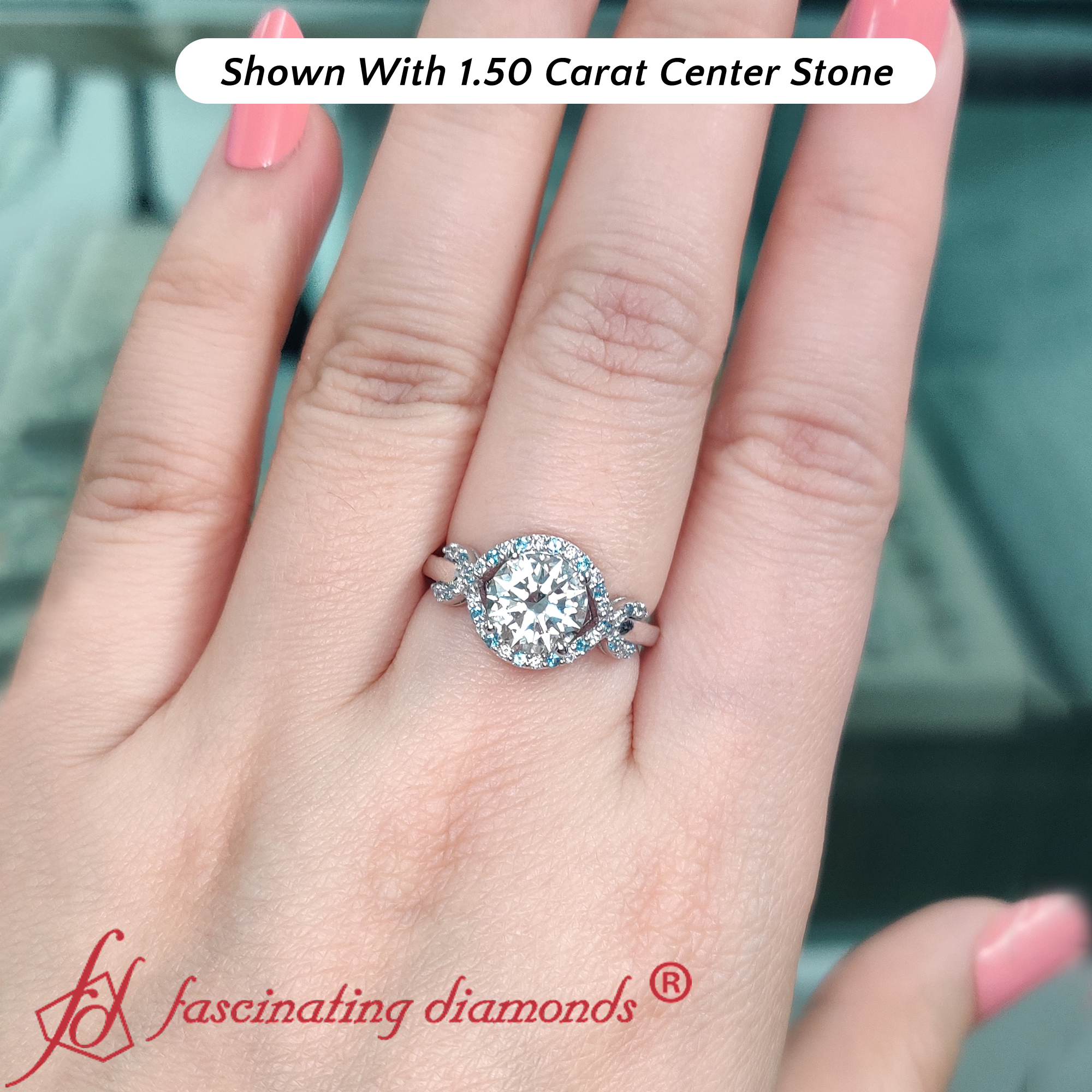 1.50 Carat Wave Infinity Round Halo Lab Diamond Ring